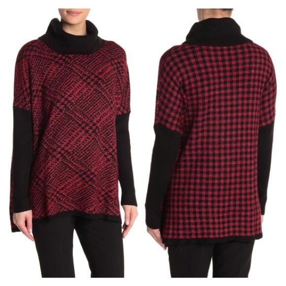 Joseph A | Sweaters | Joseph A Abstract Plaid Checkered Printed Cowl ...